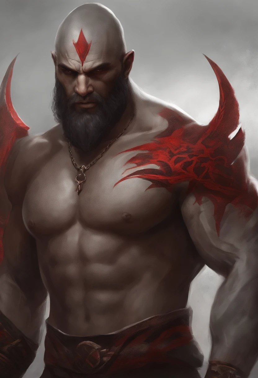 A man with a beard and red hair standing in front of a cloudy sky ...