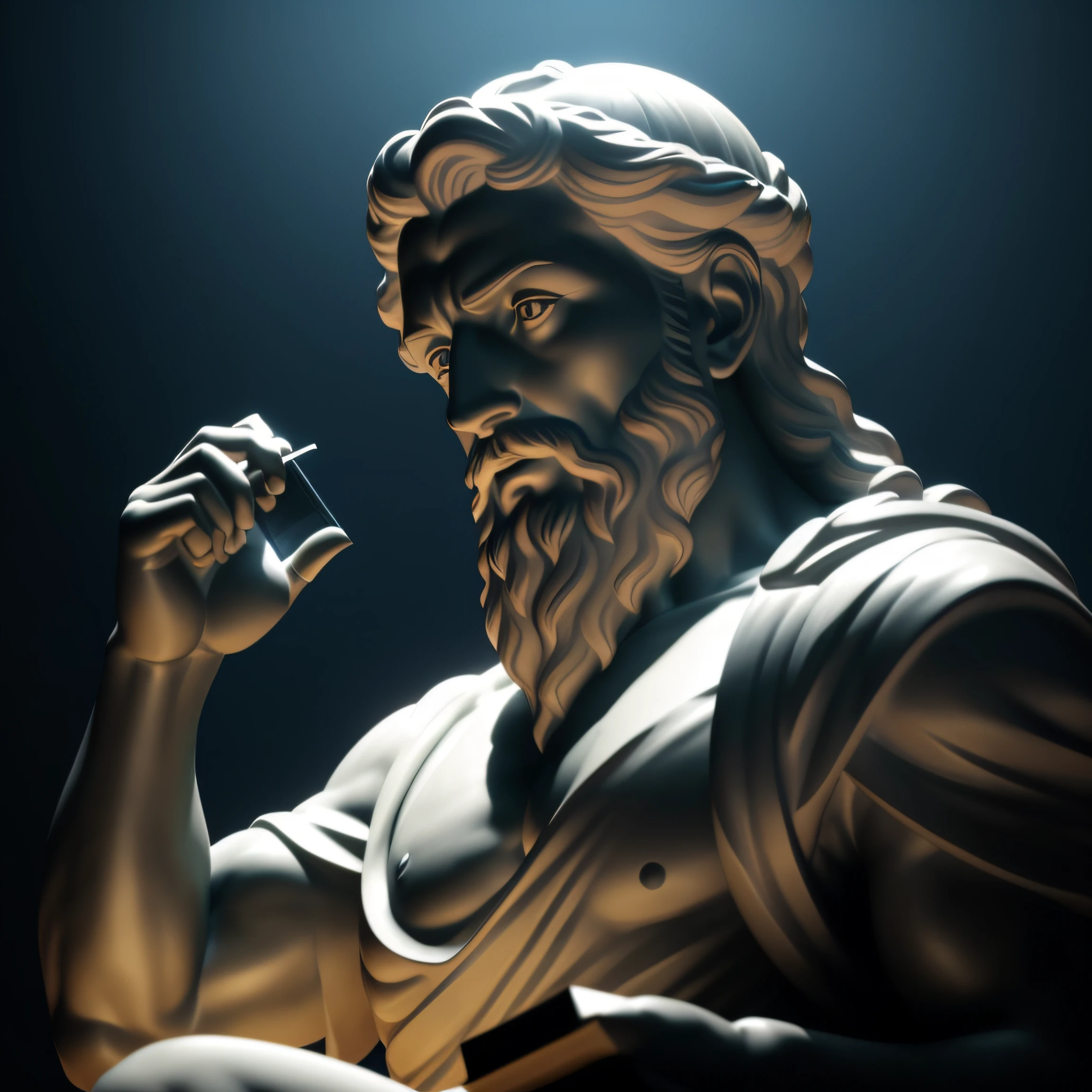 A close up of a statue of a man with a beard - SeaArt AI