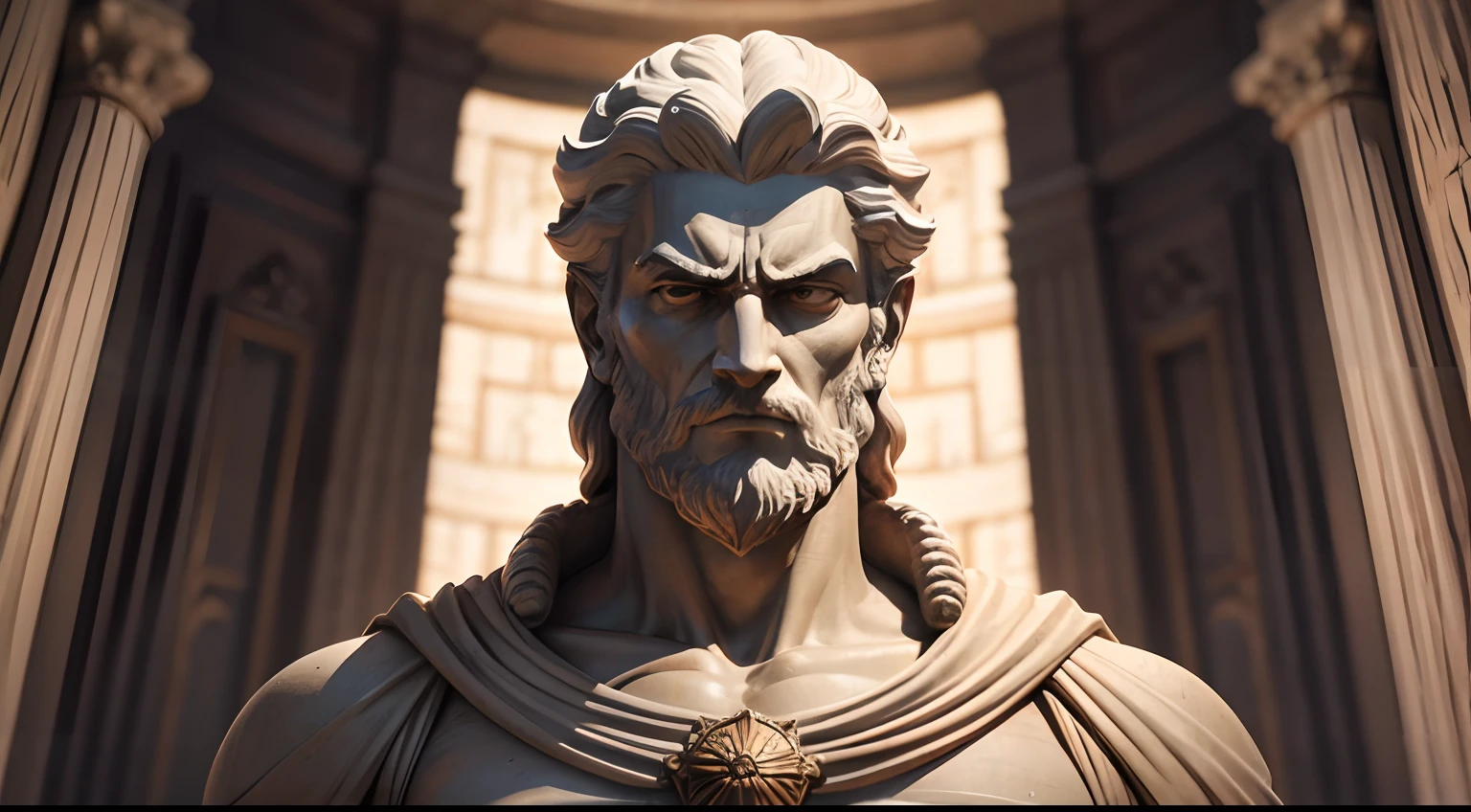 A close up of a statue of a man with a beard - SeaArt AI