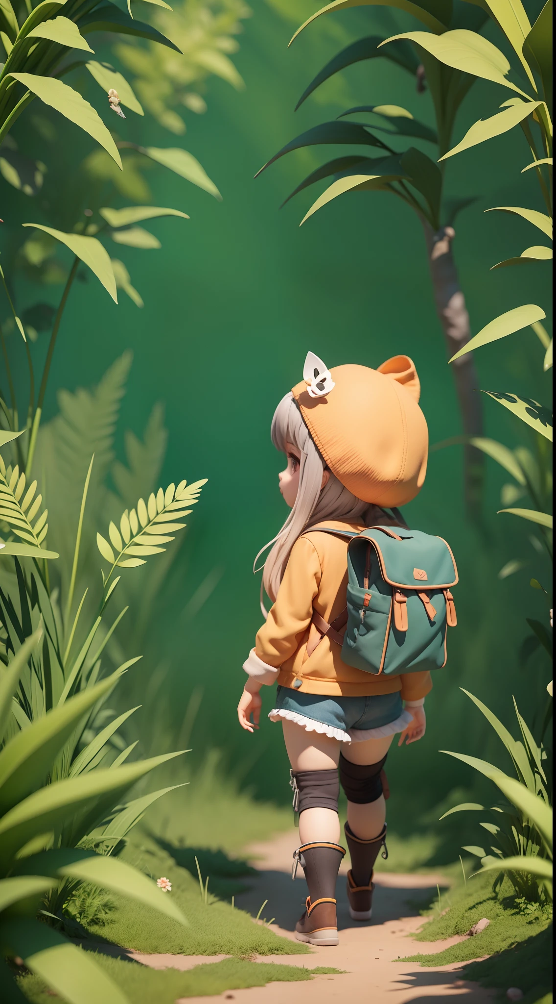 Anime girl walking in the woods with a backpack and a backpack - SeaArt AI