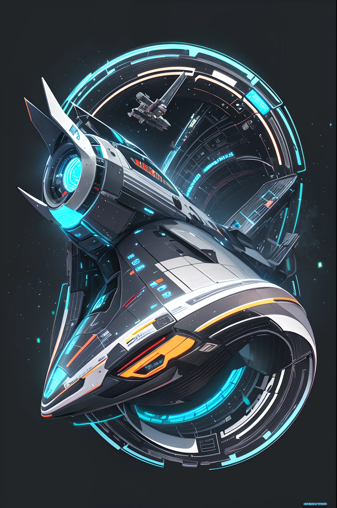A futuristic spaceship with a futuristic design on the front - SeaArt AI