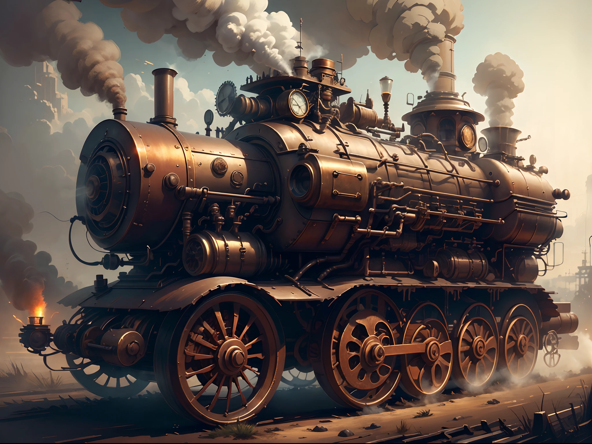 There is a steam engine train that is traveling down the tracks - SeaArt AI
