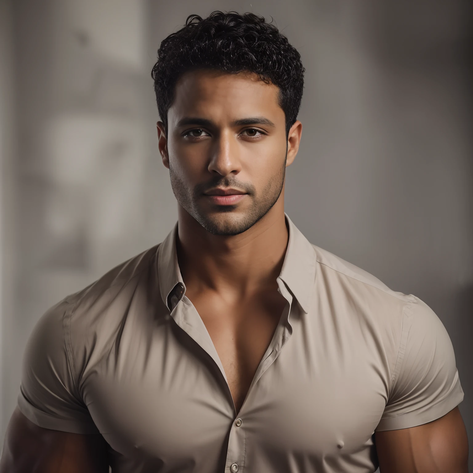 A close up of a man in a shirt posing for a picture - SeaArt AI