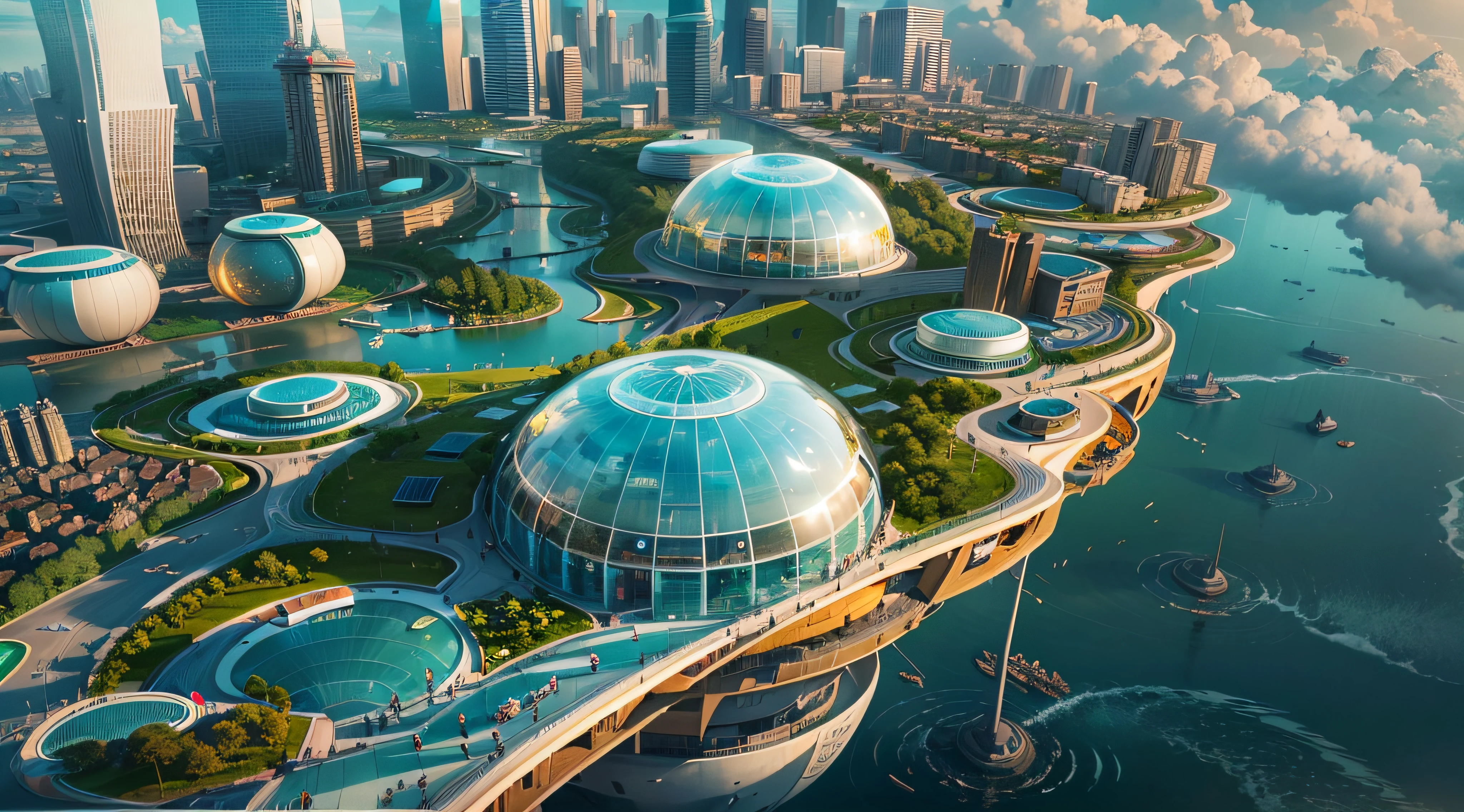 A close up of a futuristic city with a lot of buildings - SeaArt AI
