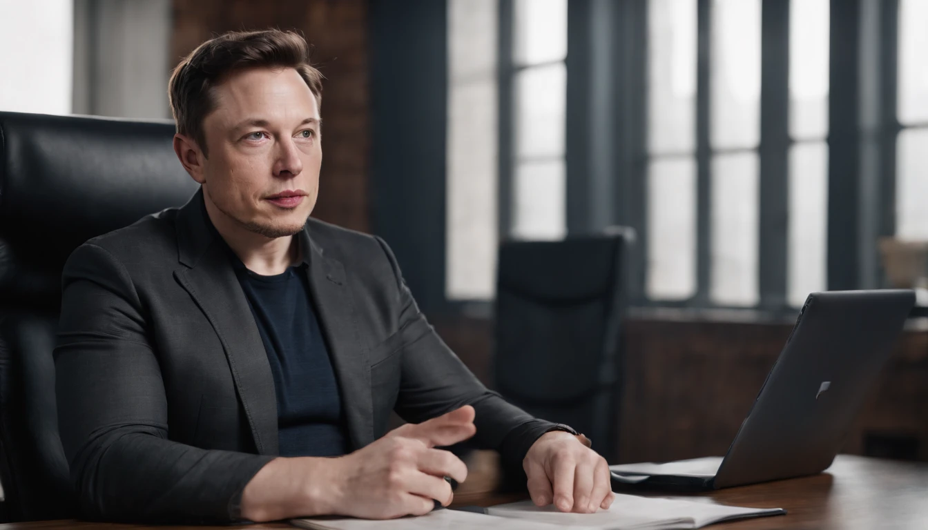 A close up of a person sitting at a desk with a laptop - SeaArt AI