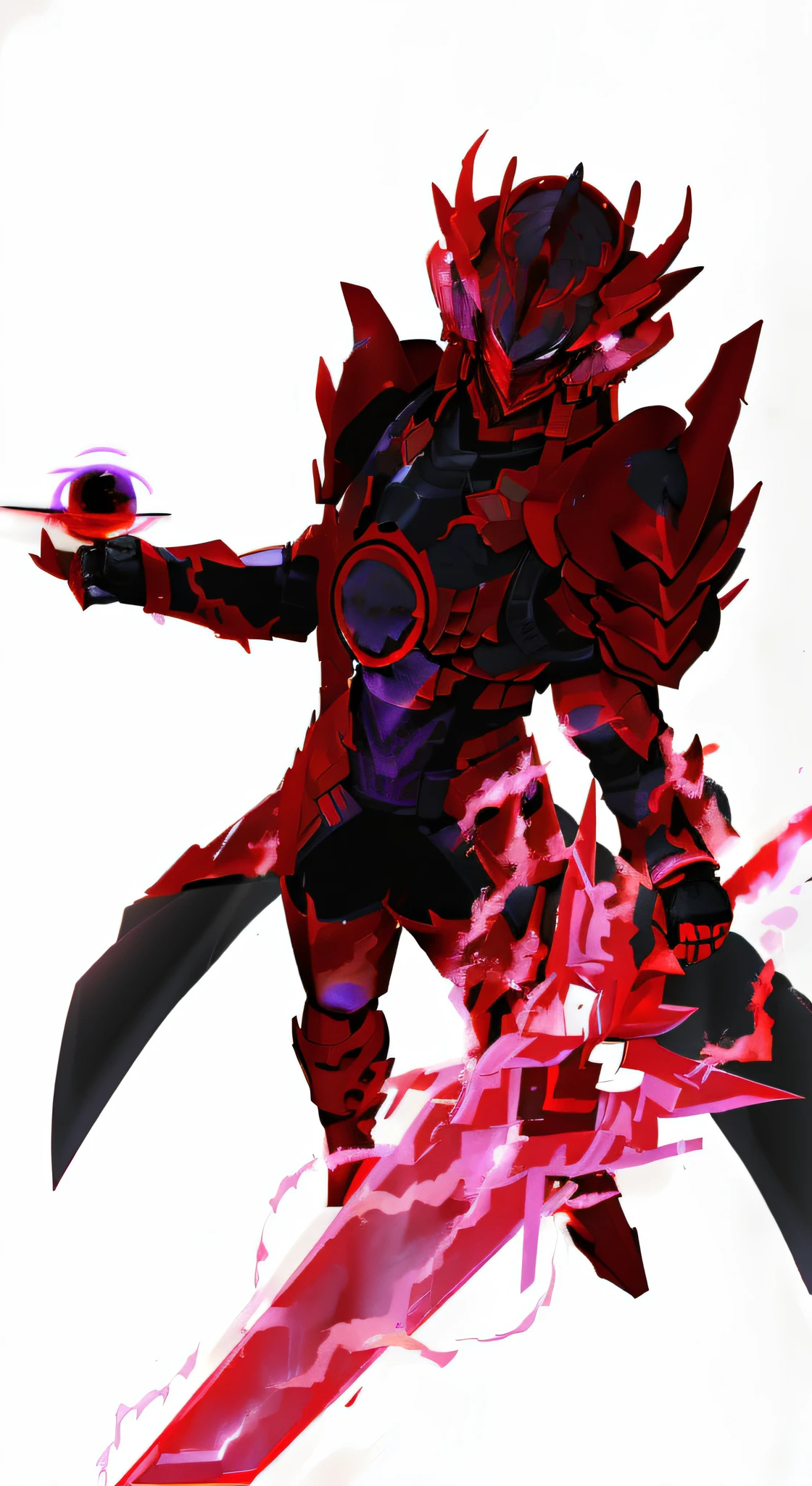 Anime character with red and black armor holding a sword - SeaArt AI