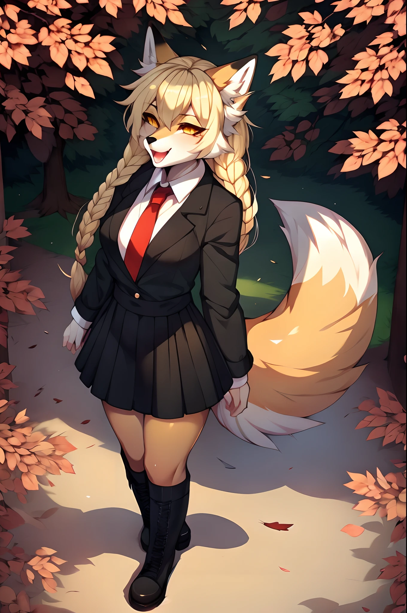 Anime Girl In A School Uniform With A Fox Tail SeaArt AI Anime Girl In A School Uniform With A Fox Tail SeaArt AI