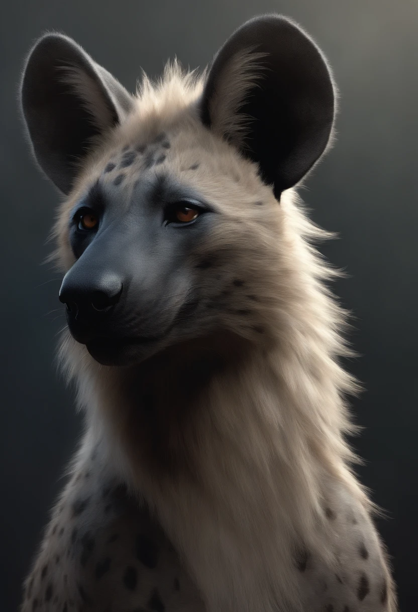 A close up of a hyena with a black background - SeaArt AI