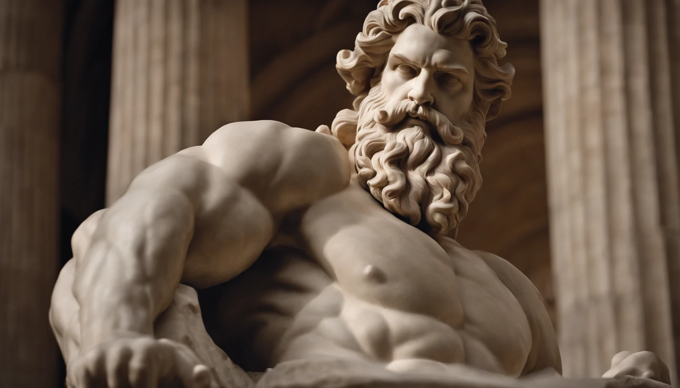 A close up of a statue of a man with a beard - SeaArt AI