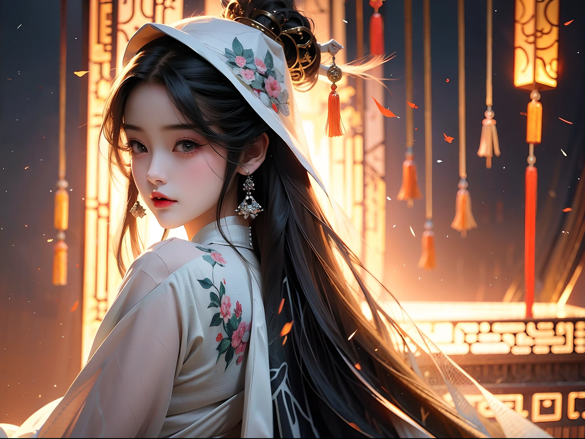 A close up of a woman with long hair wearing a hat - SeaArt AI