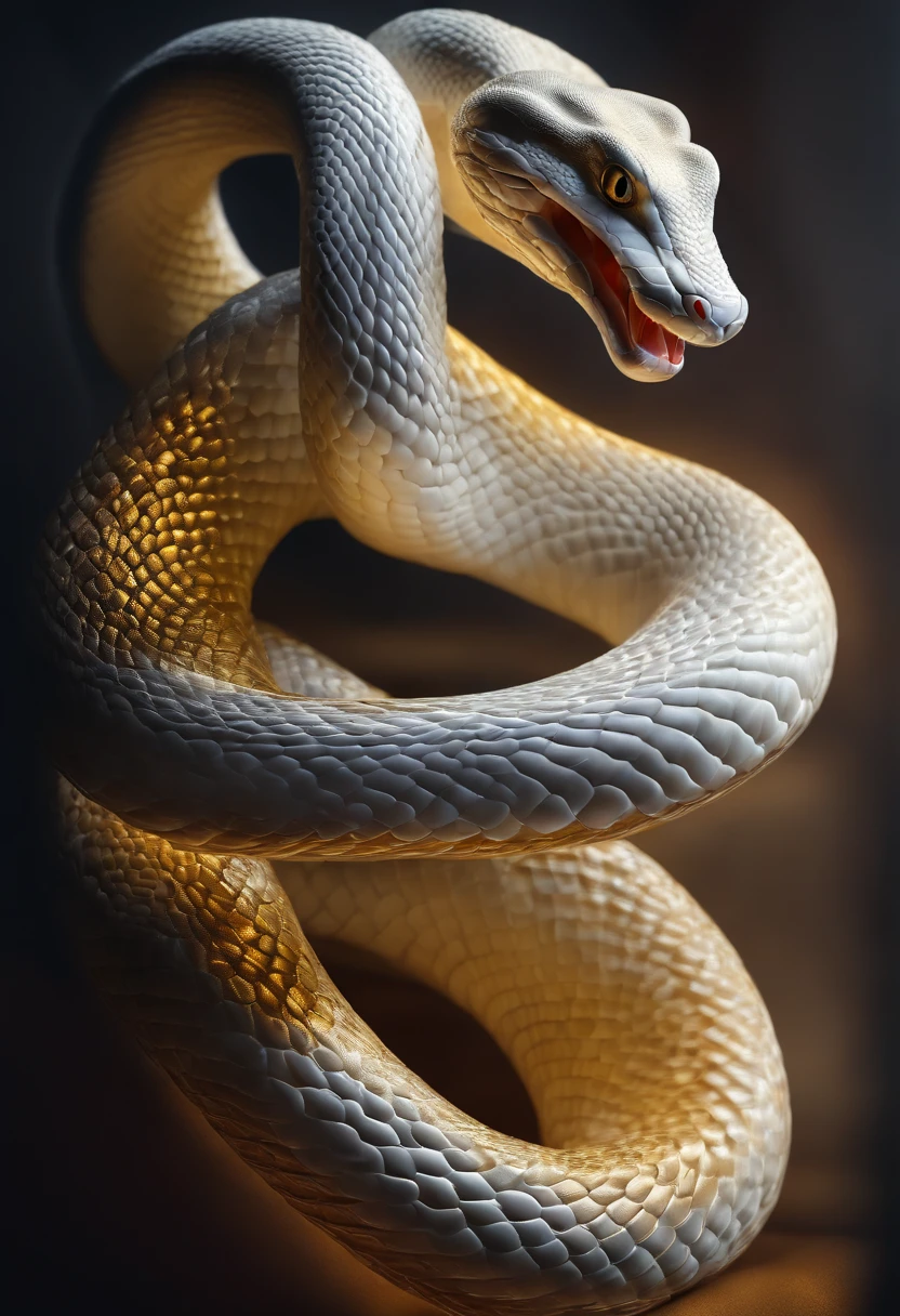 A close up of a snake with its mouth open and its tongue out - SeaArt AI