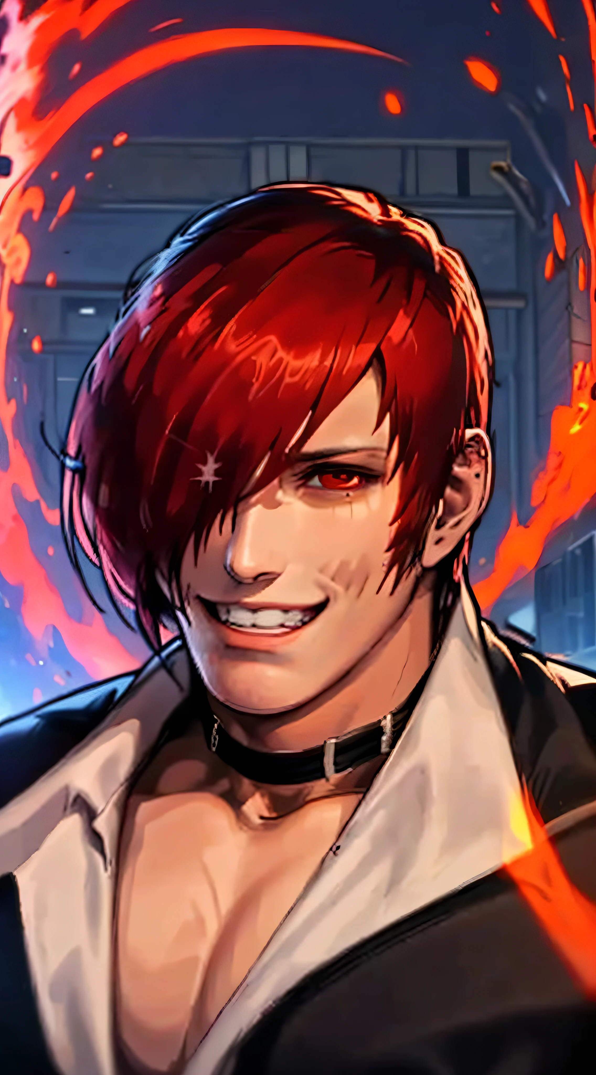 A close up of a person with red hair and a black jacket - SeaArt AI