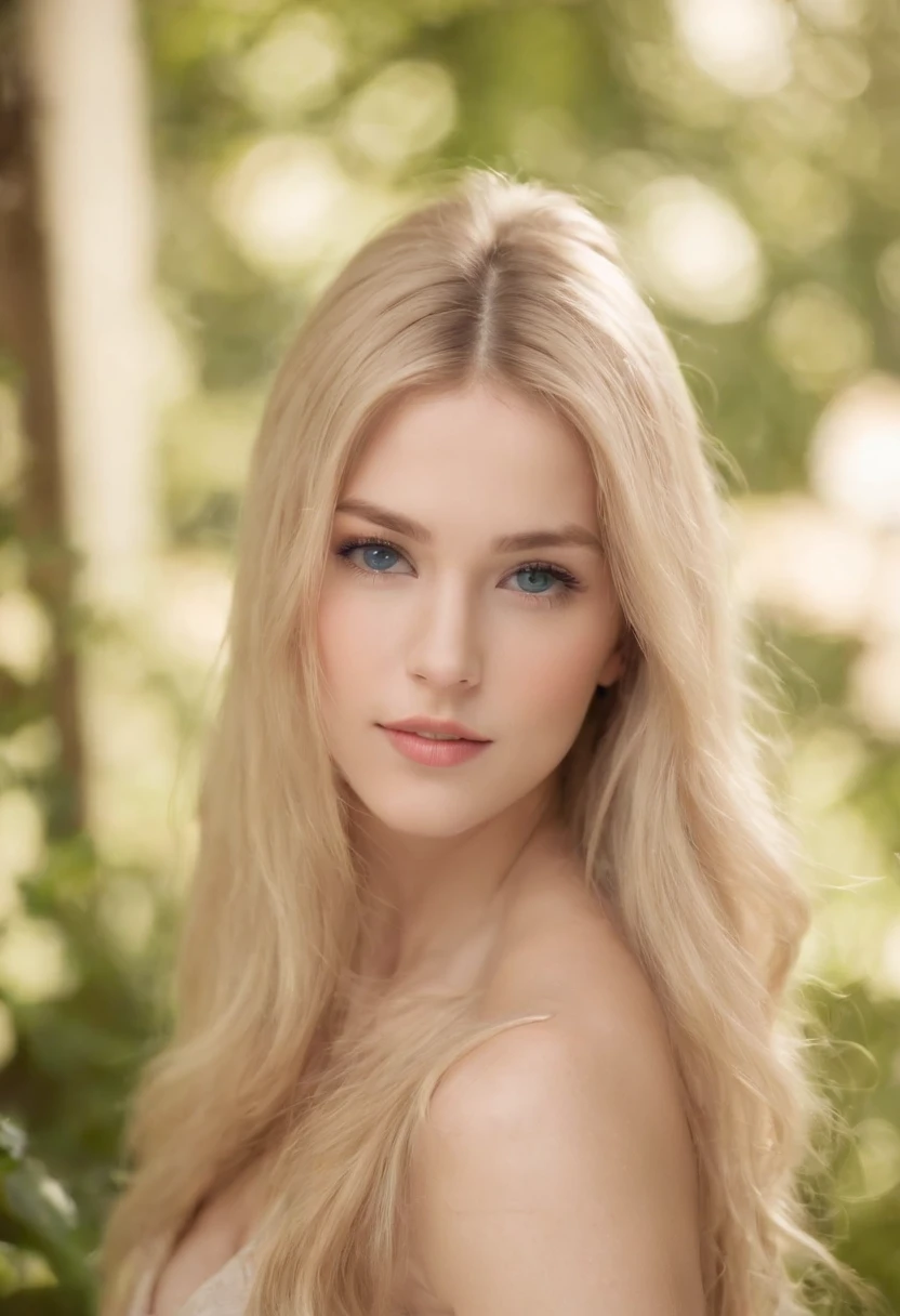 A close up of a woman with long blonde hair and blue eyes - SeaArt AI
