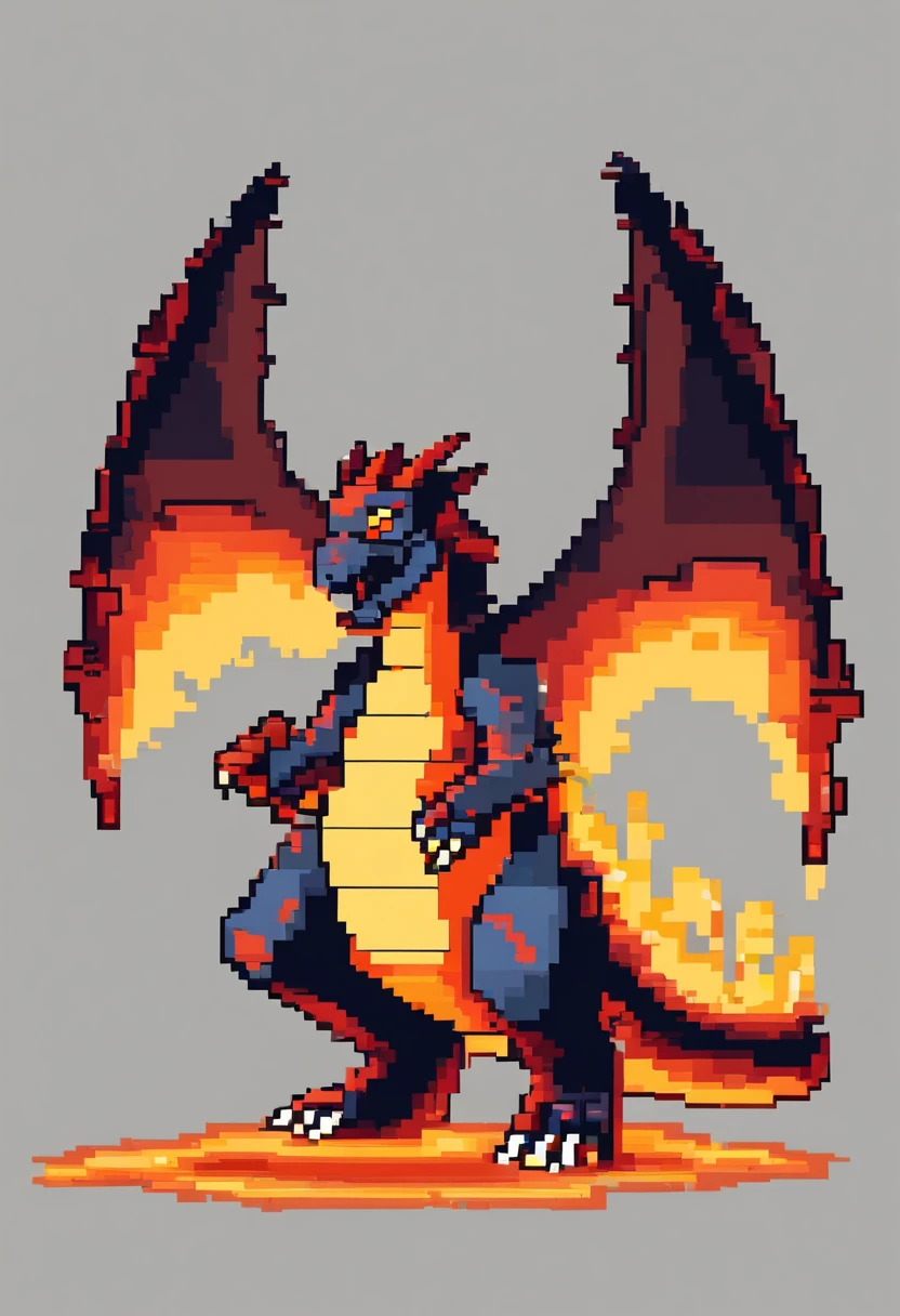 A close up of a pixel style pokemon character with a fireball - SeaArt AI