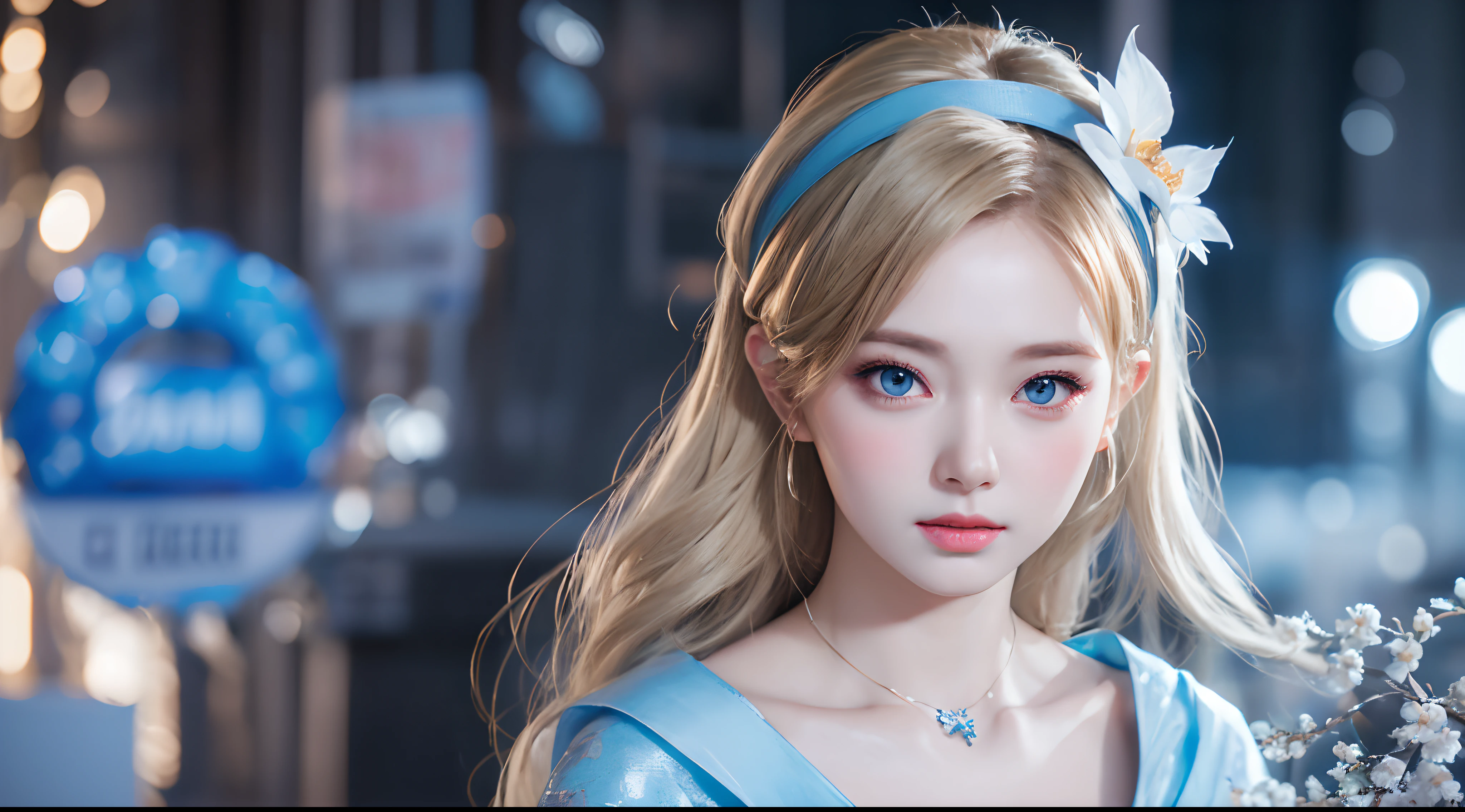 A close up of a woman with a flower in her hair - SeaArt AI