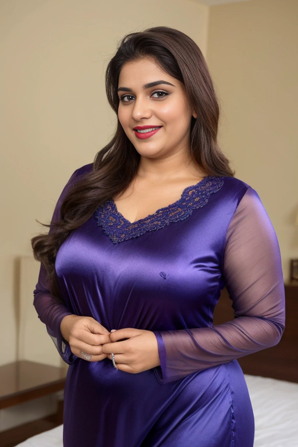 Anusha hot photos in purple dress - SeaArt AI