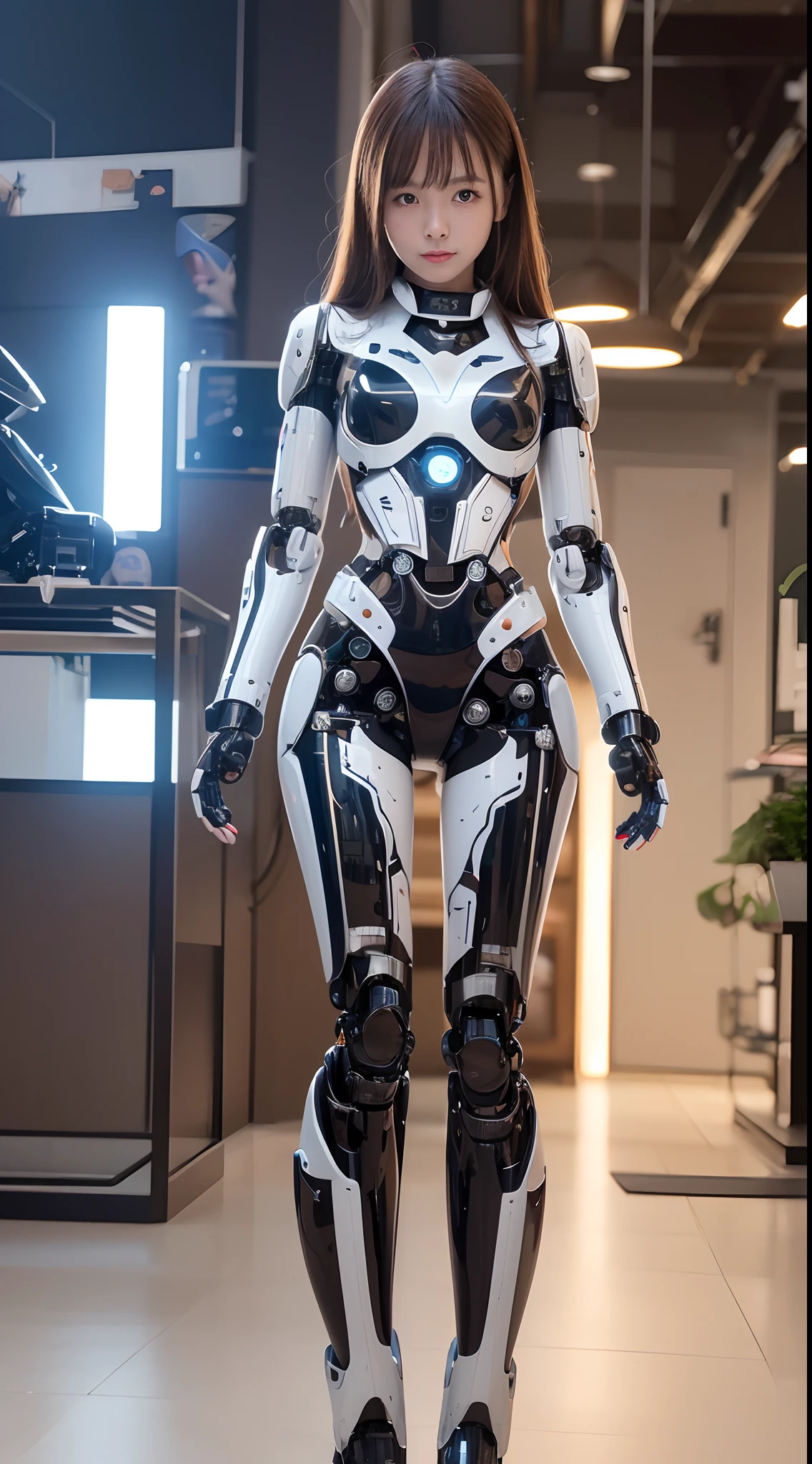 A close up of a woman in a suit standing in a room - SeaArt AI