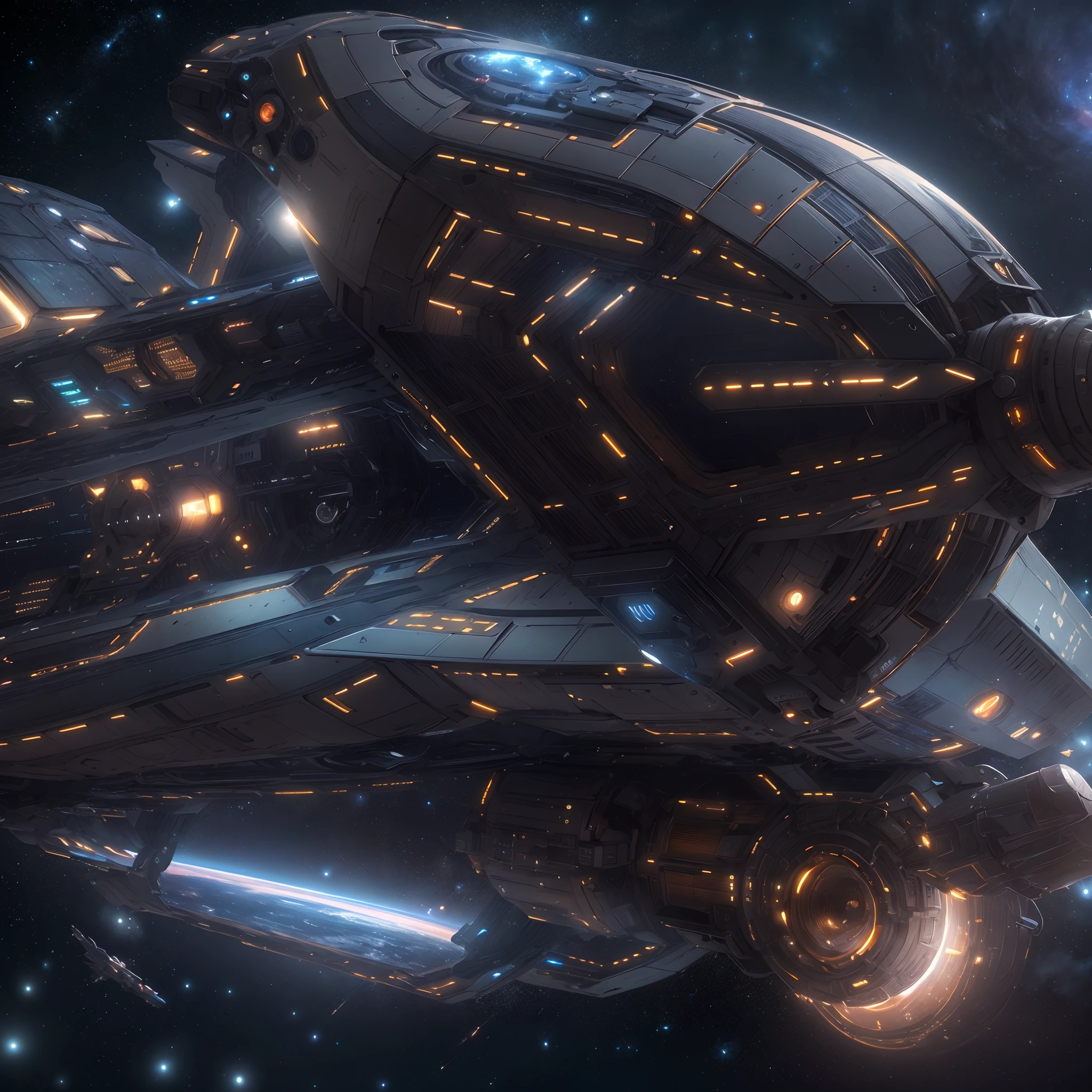 Spaceship in the space with a star in the background - SeaArt AI