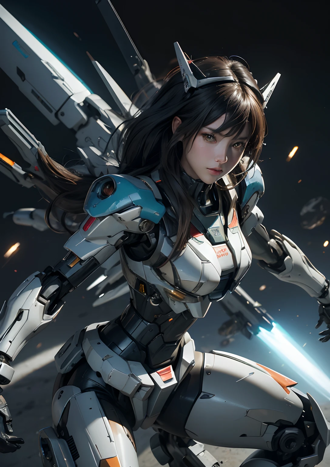 A close up of a woman in a futuristic suit with a sci - futuristic ...