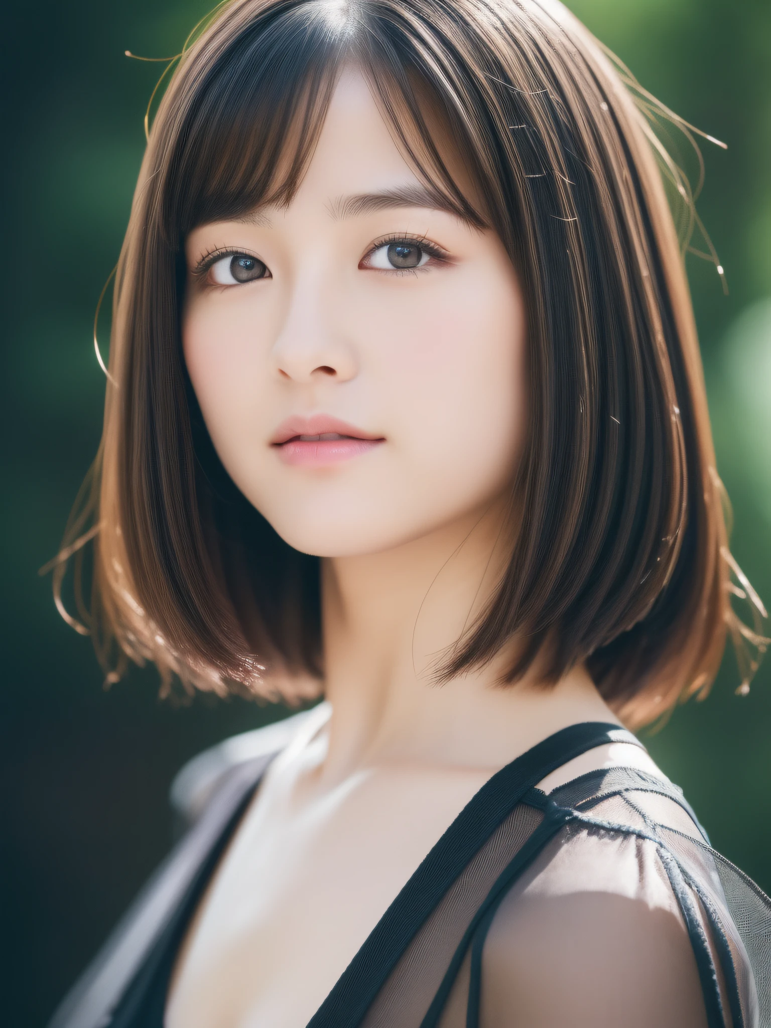 A woman with a black top and a black top posing for a picture - SeaArt AI