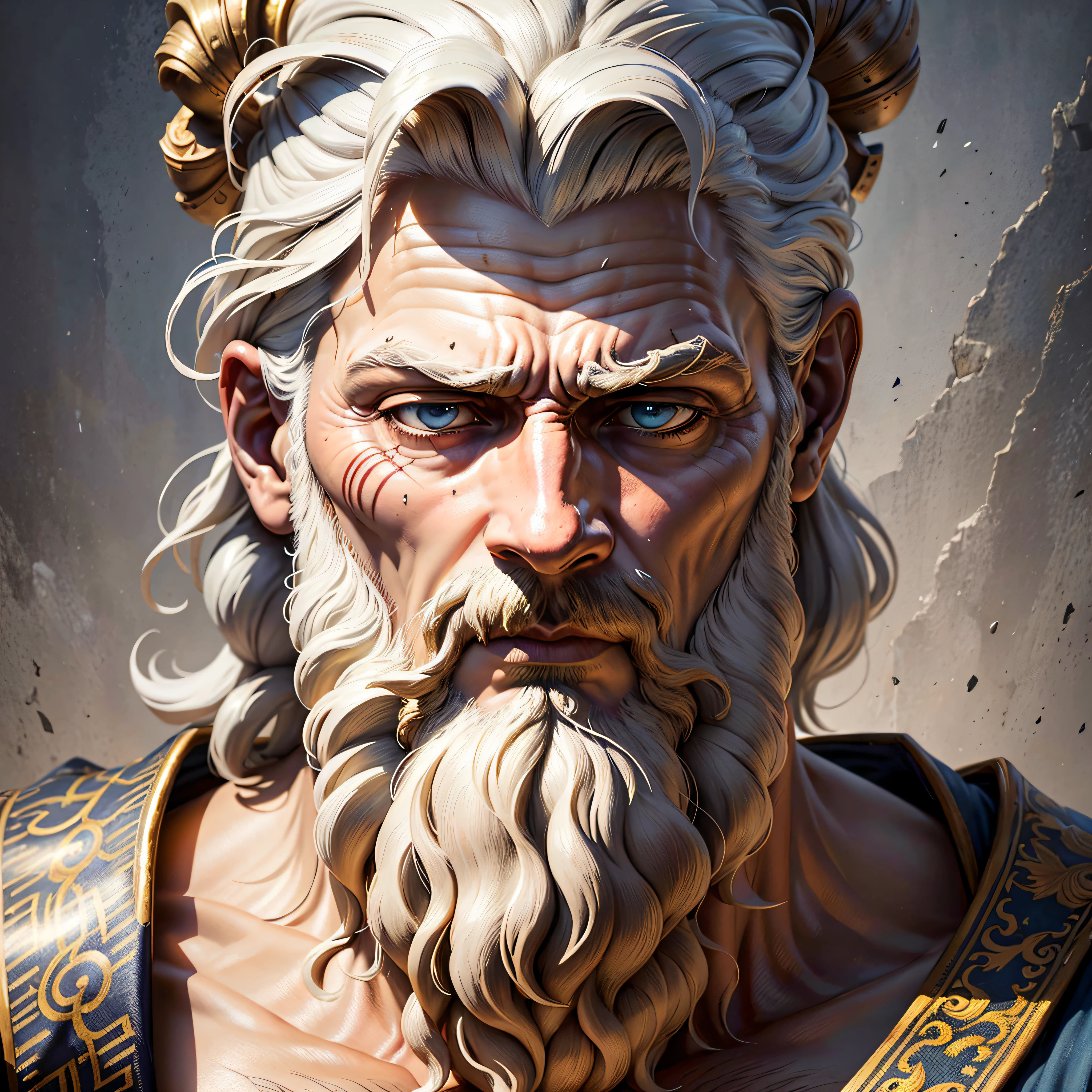 A close up of a statue of a man with a goat head - SeaArt AI