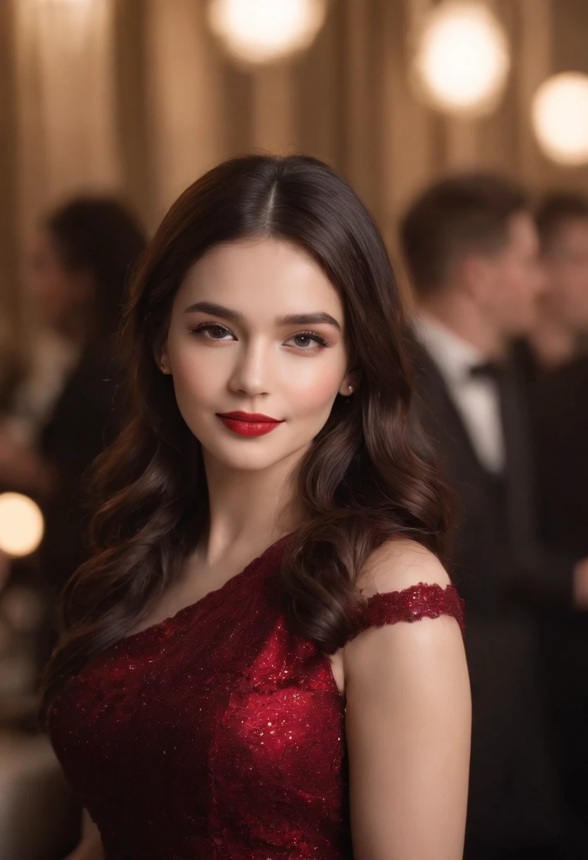 A woman in a red dress posing for a picture - SeaArt AI