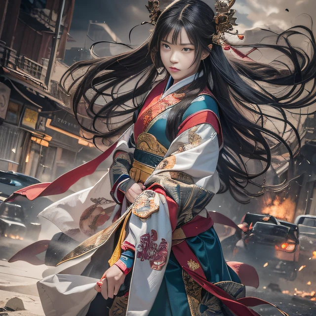 A woman in a kimono outfit walking down a street - SeaArt AI