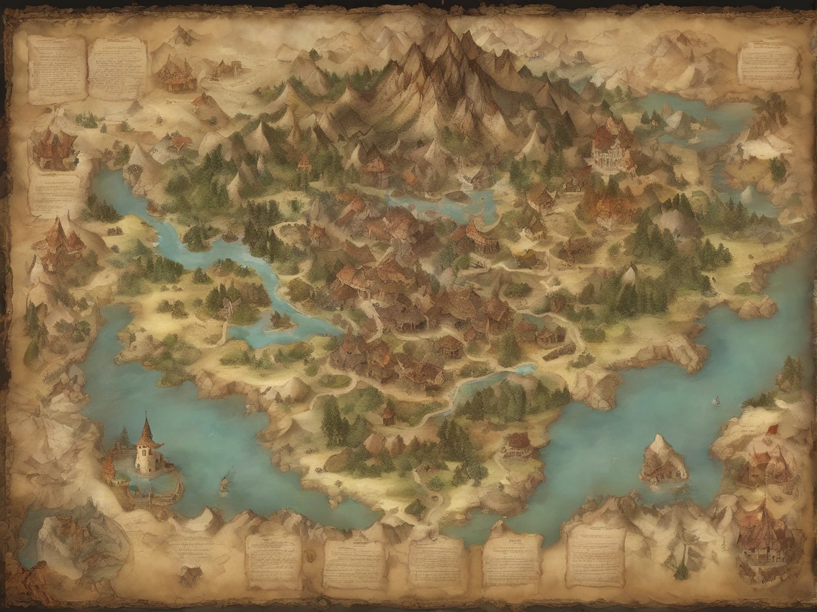 A close up of a map of a fantasy world with a river - SeaArt AI