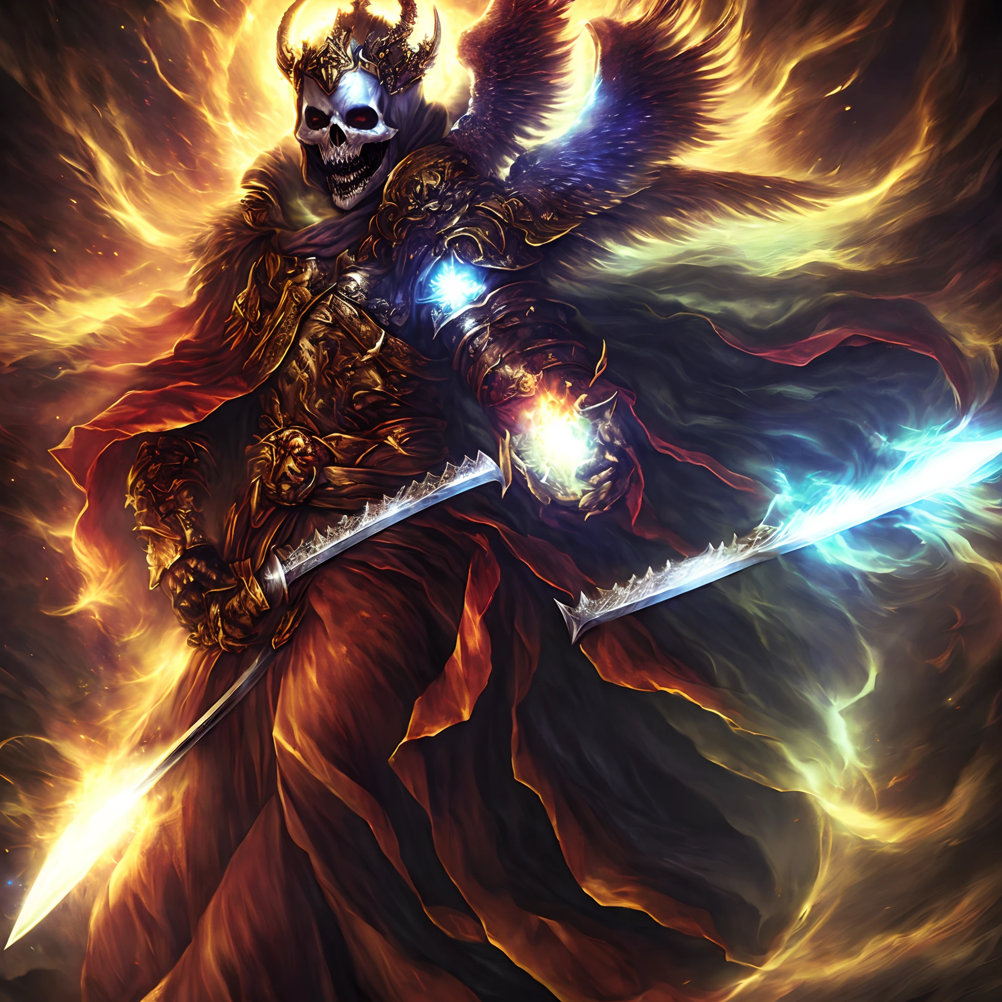 A man with a sword and a demon on his back - SeaArt AI