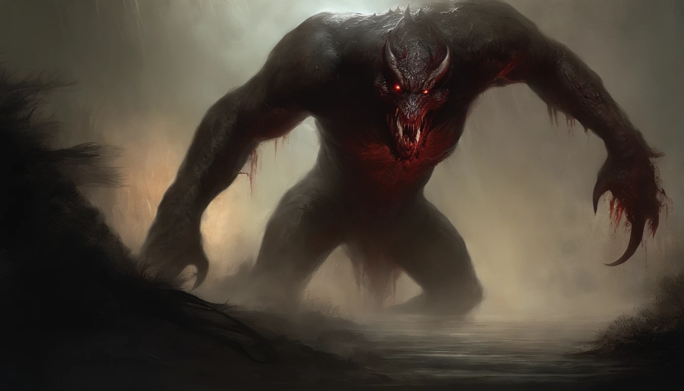A close up of a monster with a red face and a long nose - SeaArt AI