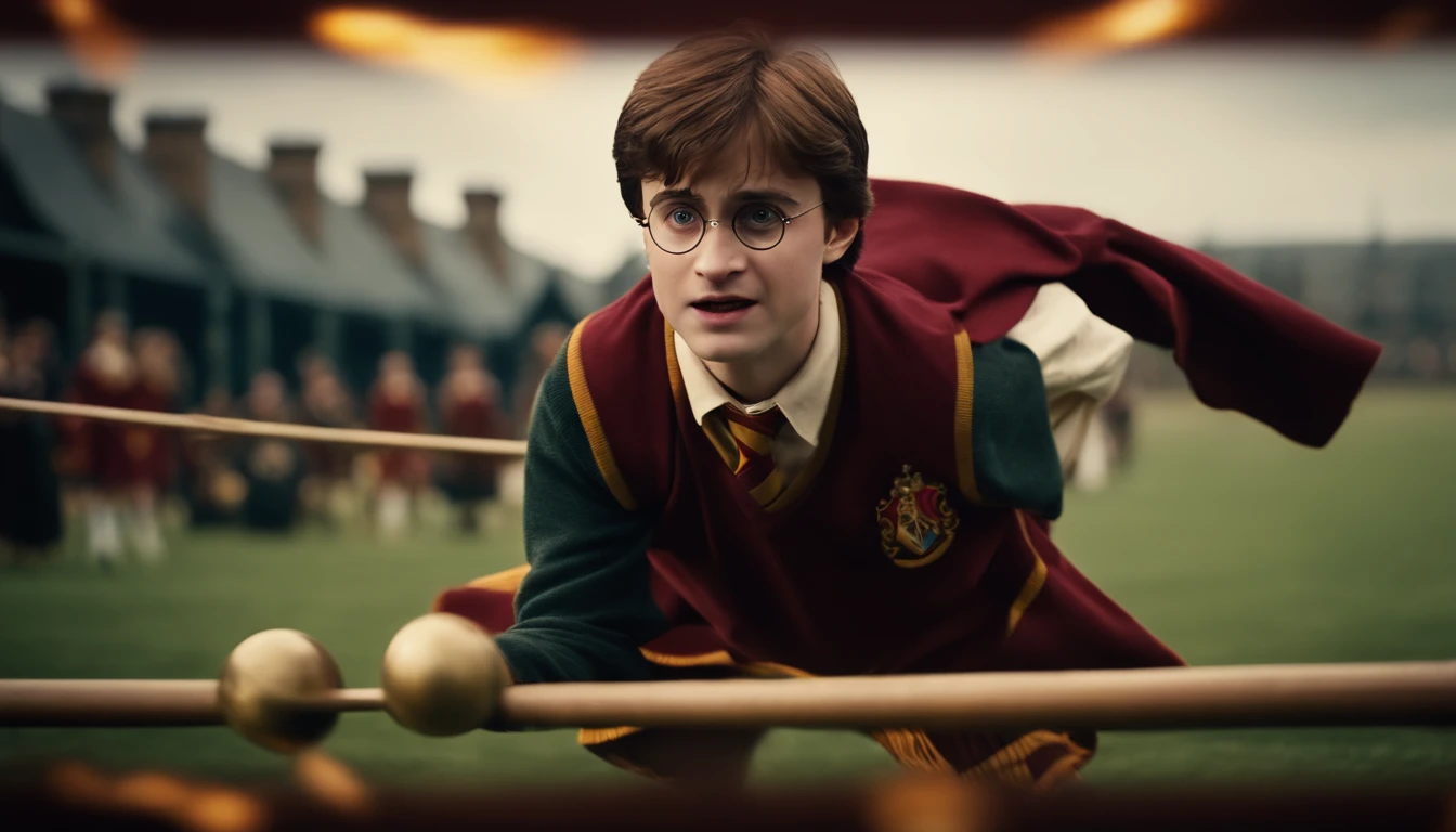Harry potter in a harry potter costume leaning over a pool table ...