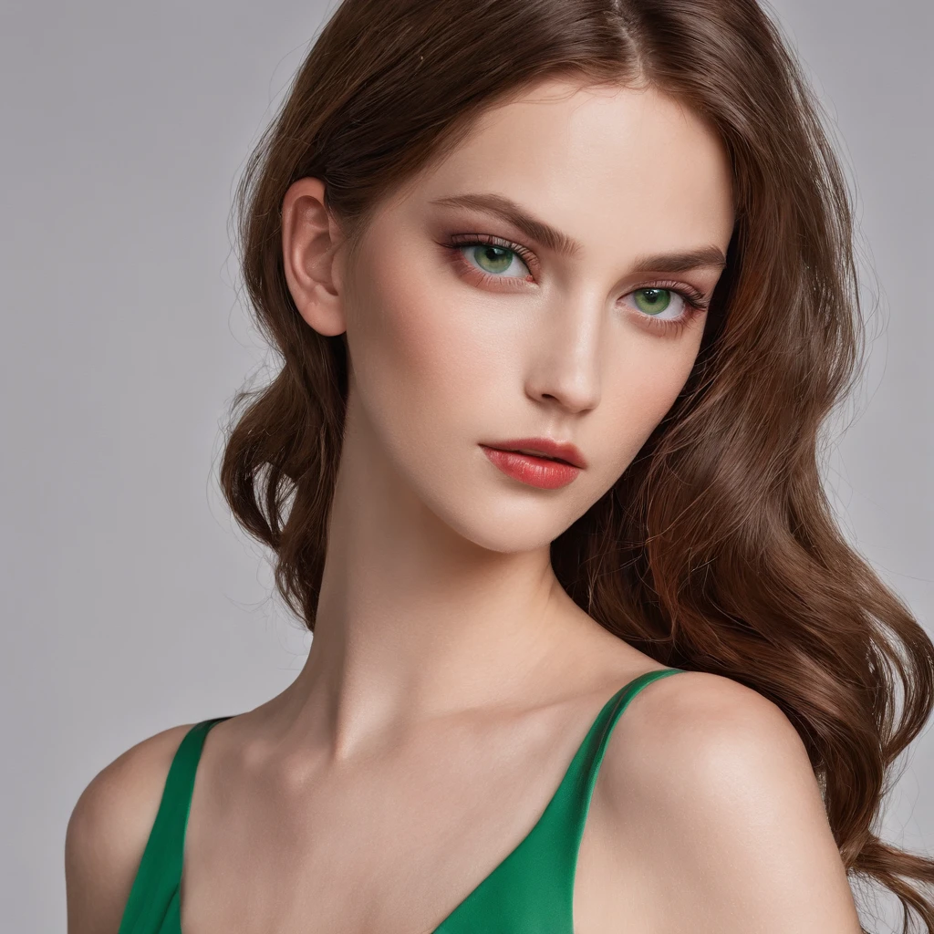 A woman in a green top posing for a picture - SeaArt AI