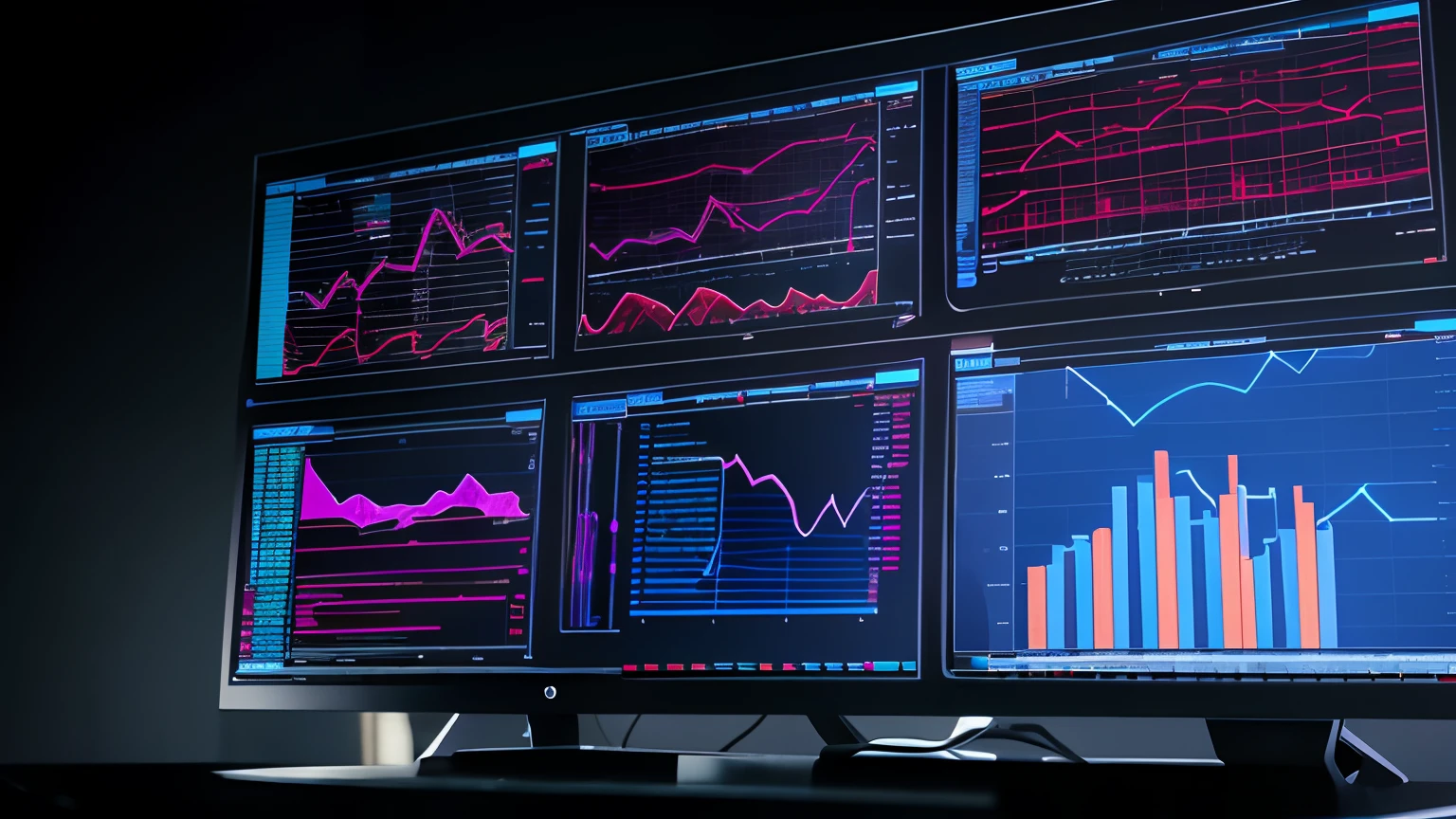 A close up of a computer monitor with multiple screens on it - SeaArt AI