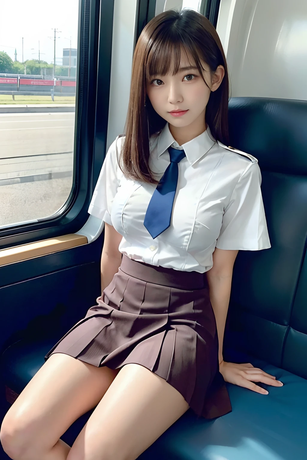 Araffe asian woman in a short skirt and a white shirt - SeaArt AI