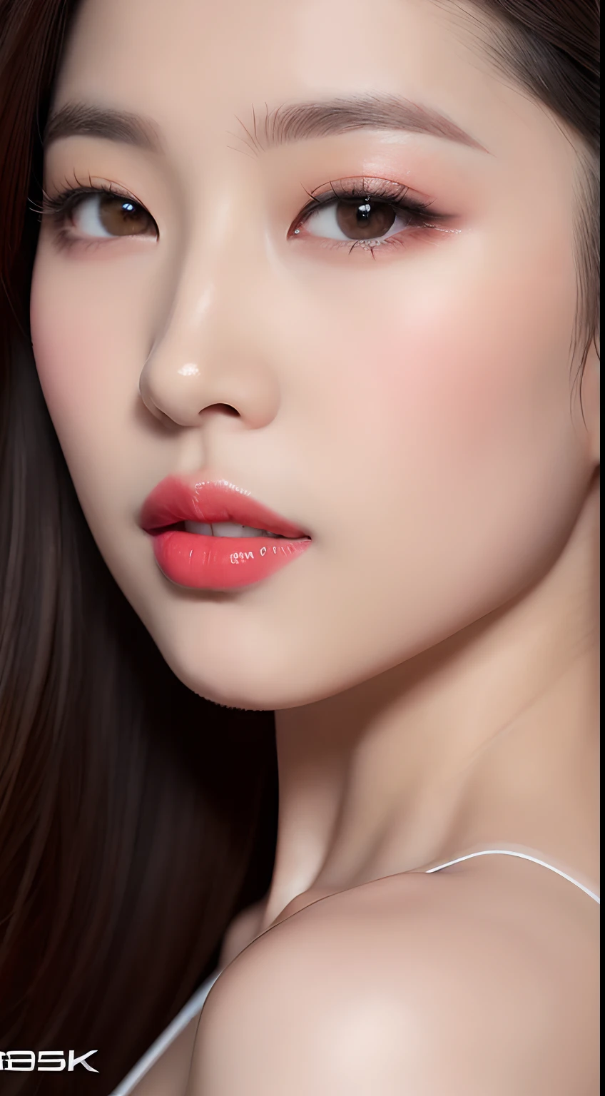 A close up of a woman with long hair and a red lipstick - SeaArt AI