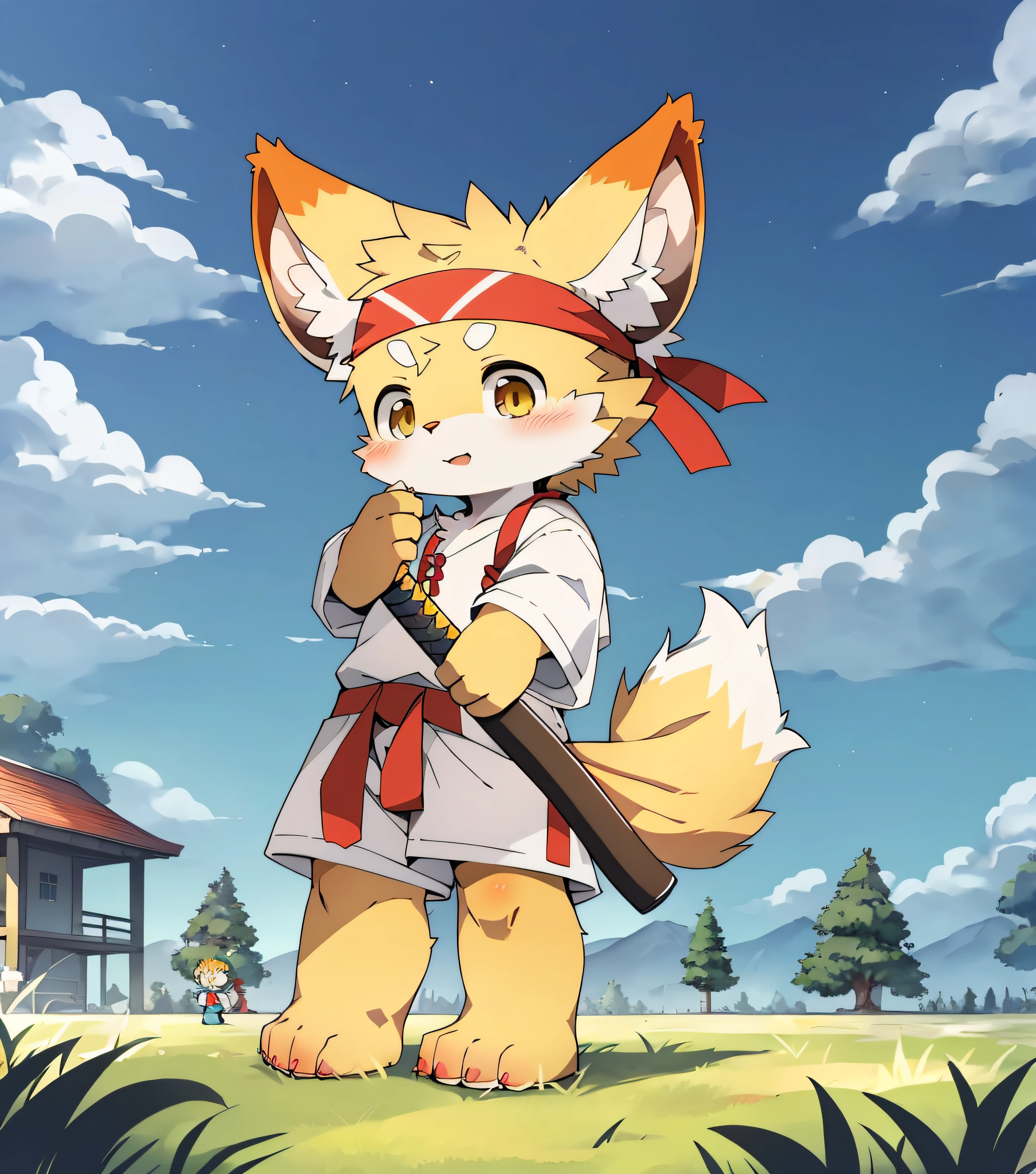 Anime anime wallpapers with a cat in a red bandanna and a baseball bat ...