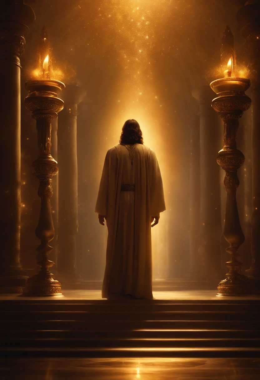 A man in a robe stands in a dimly lit room - SeaArt AI