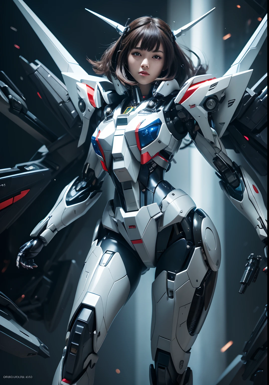 A woman in a futuristic suit standing in front of a wall - SeaArt AI