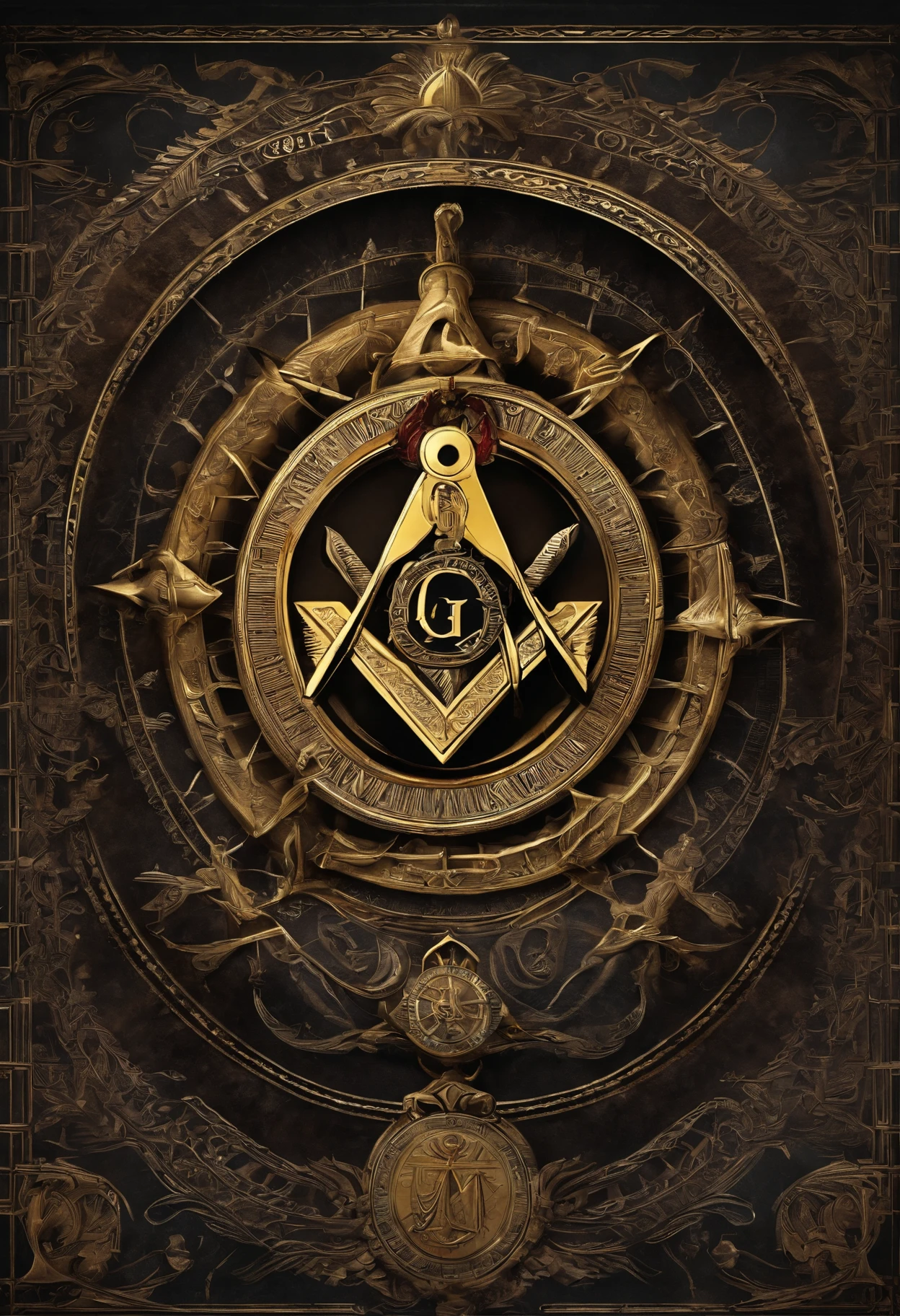 A close up of a clock with a compass on it - SeaArt AI