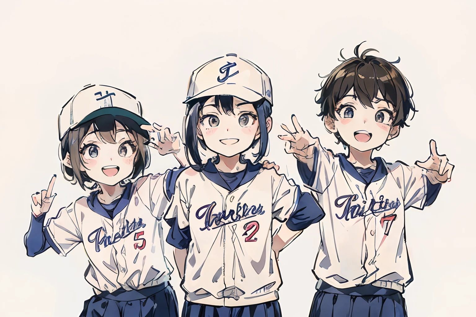 Three anime baseball players are posing for a picture - SeaArt AI