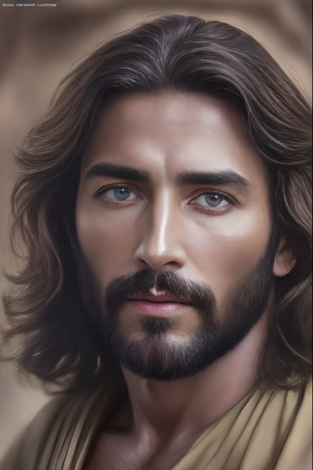 A painting of jesus with long hair and beard - SeaArt AI