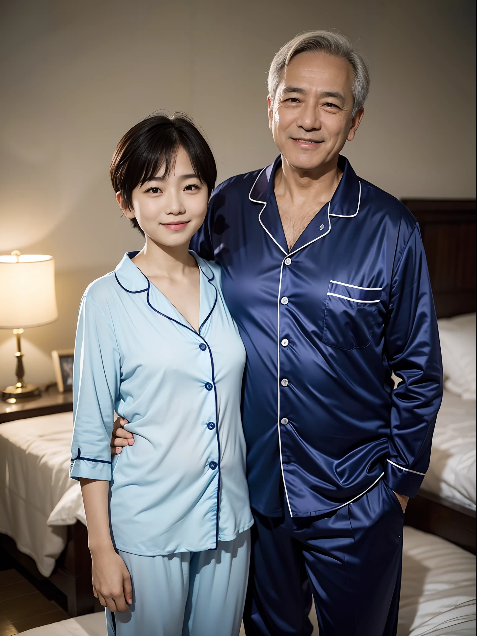 Arafed man and woman in pajamas standing next to each other - SeaArt AI