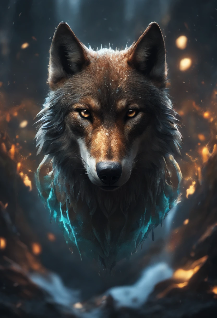 A wolf with glowing eyes and a glowing tail - SeaArt AI