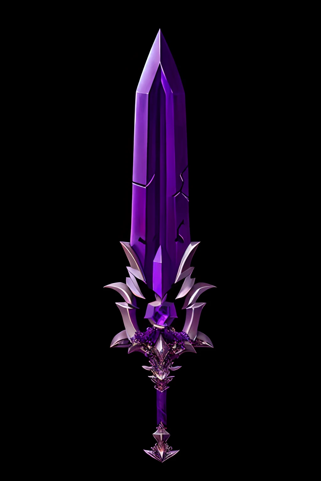 A close up of a purple sword with a black background - SeaArt AI