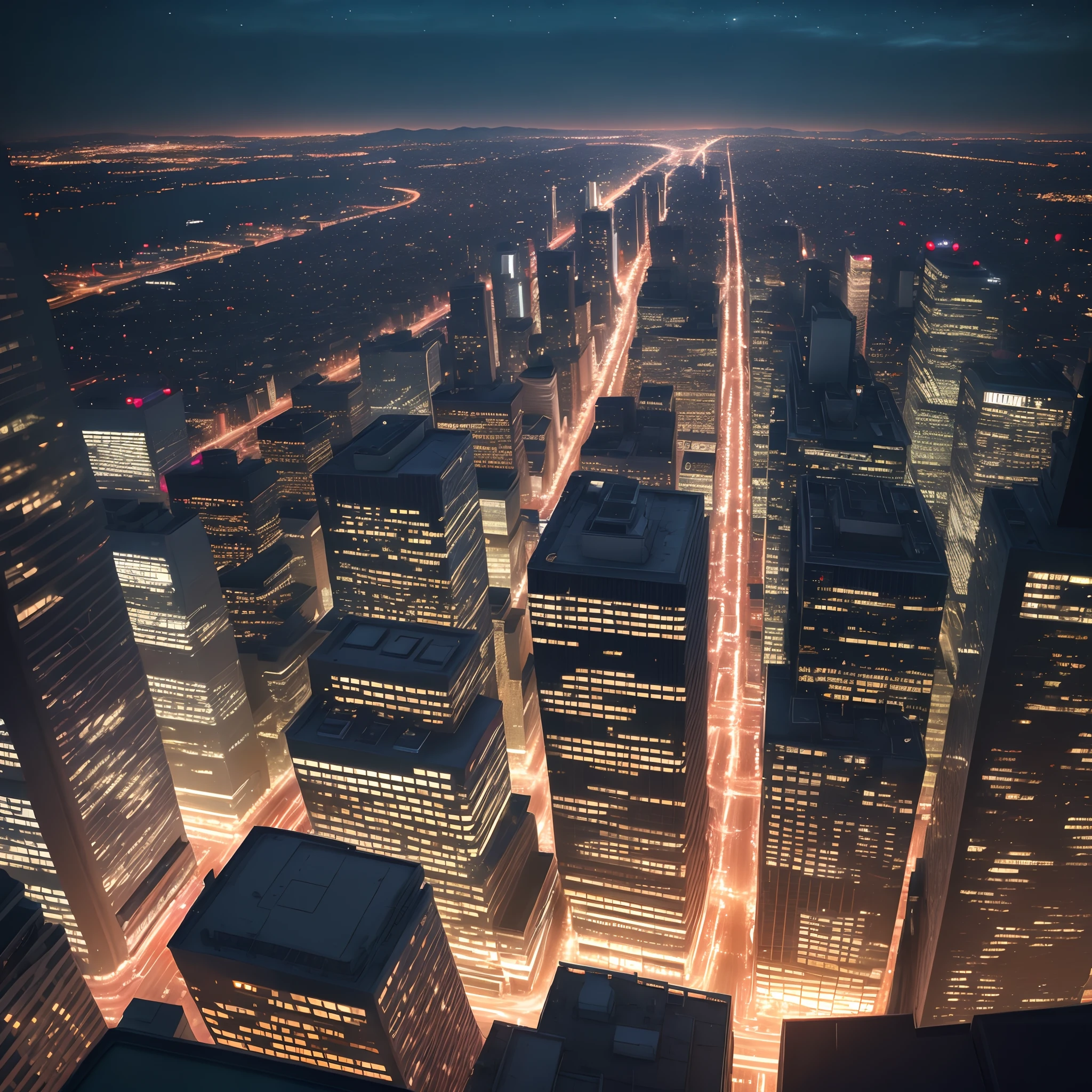 Arafed view of a city at night with a lot of lights - SeaArt AI