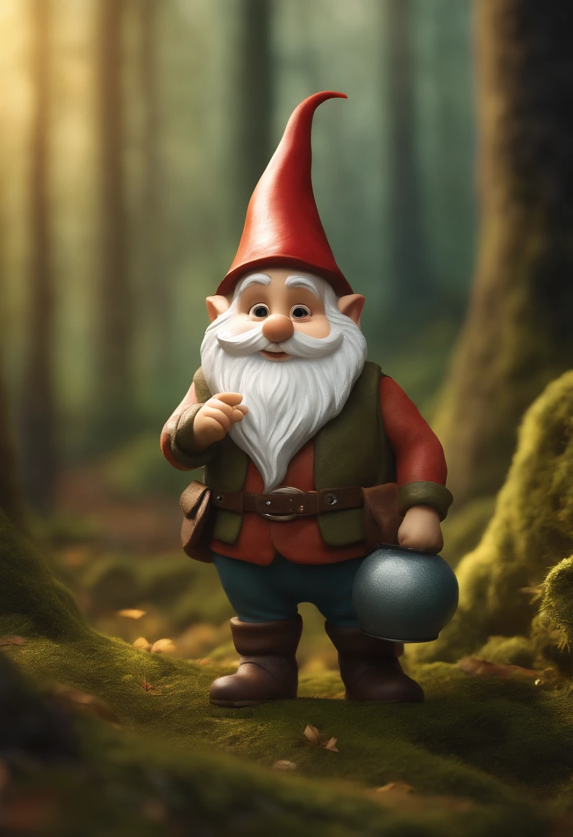 There is a gnome that is standing in the woods with a ball - SeaArt AI