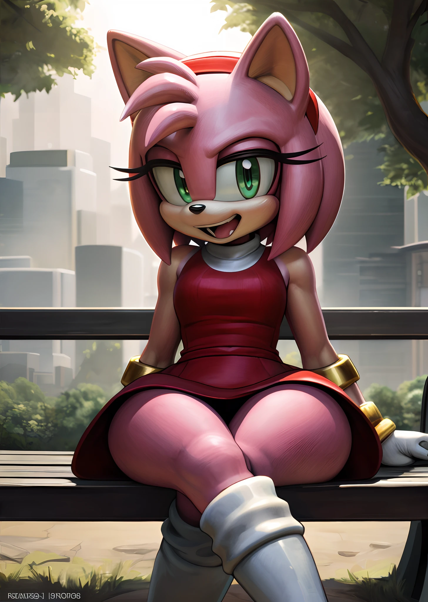 Sonic The Hedger Sitting On A Bench In A City Seaart Ai