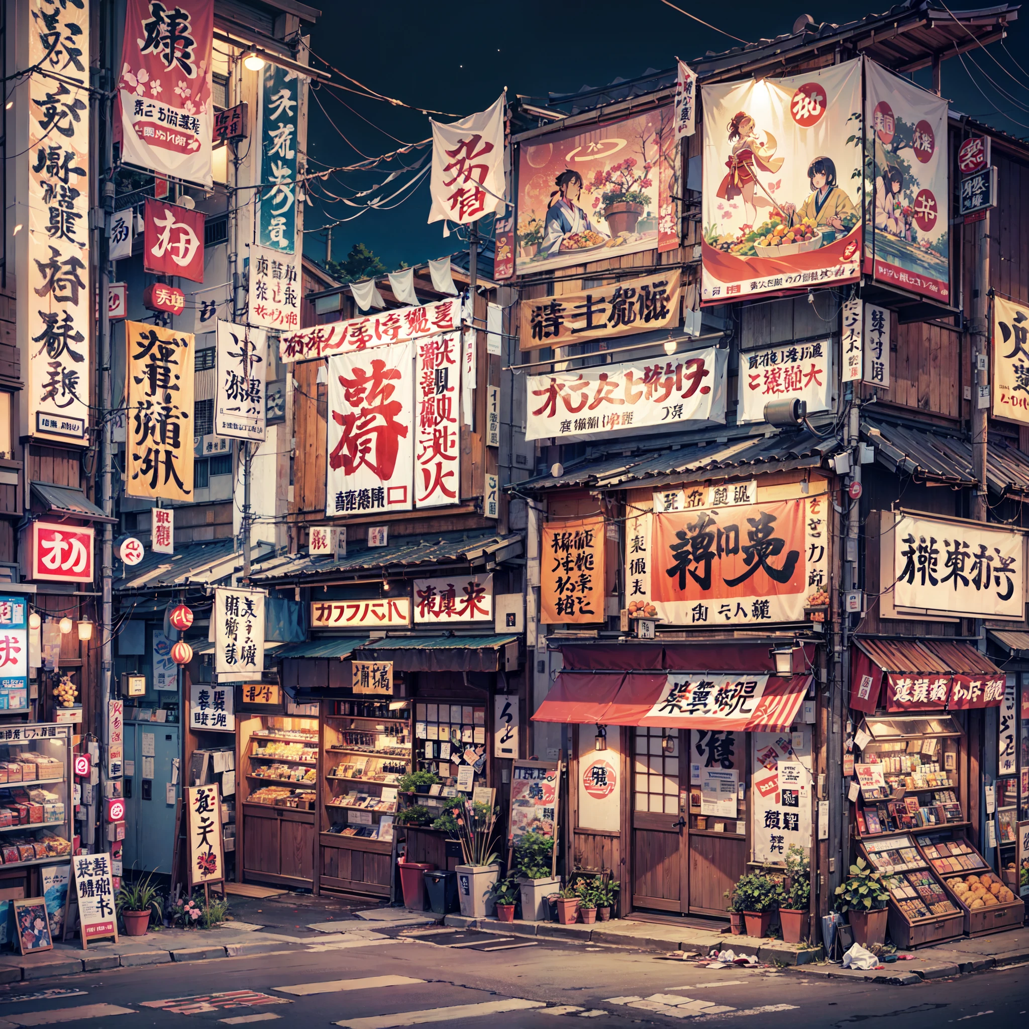 Arafed image of a street with many signs and buildings - SeaArt AI
