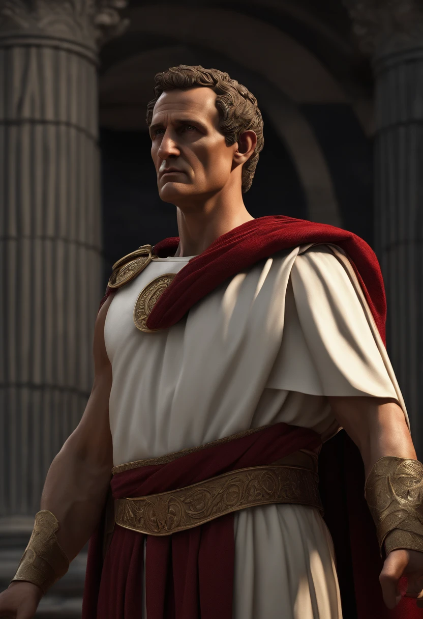 A man in a roman costume standing in front of a building - SeaArt AI