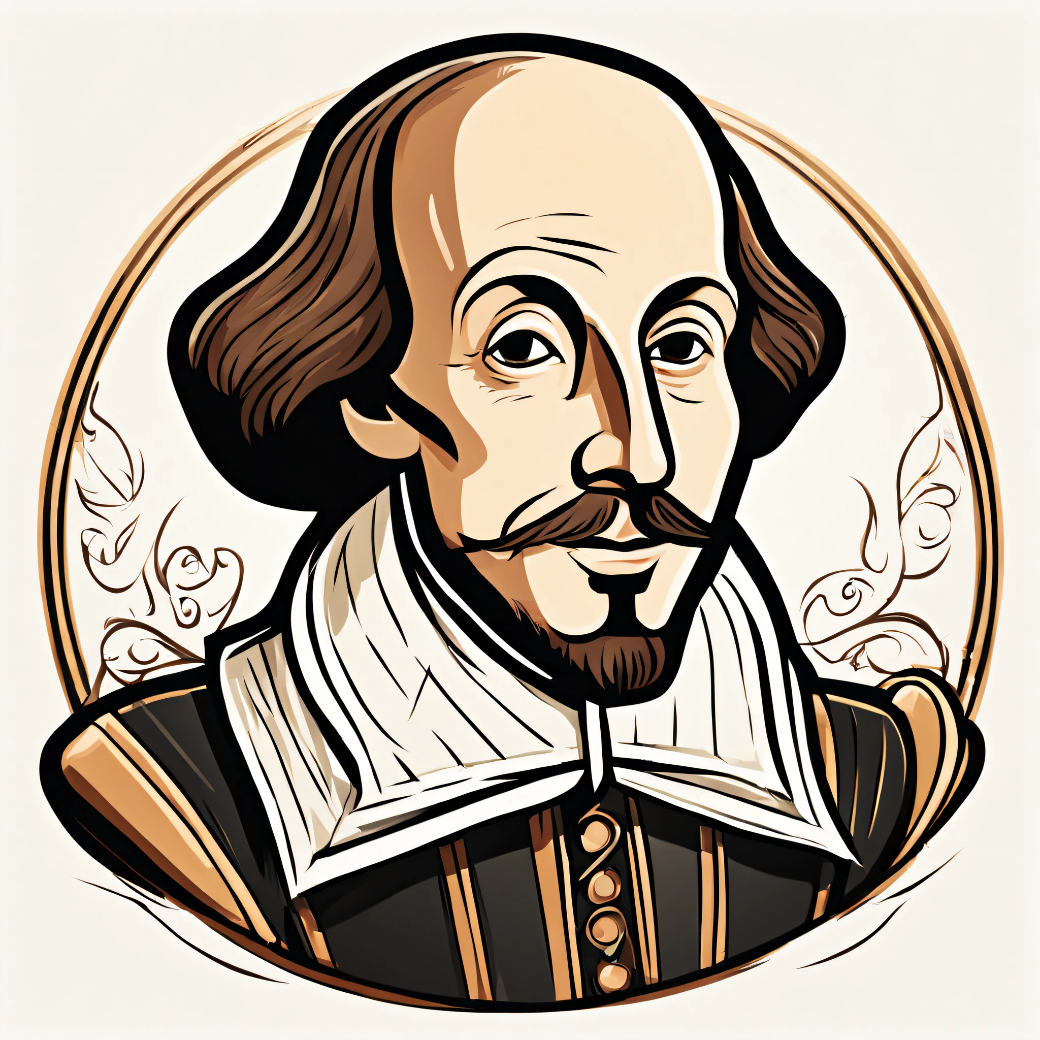 A cartoon of shakespeare character with a mustache and a beard - SeaArt AI